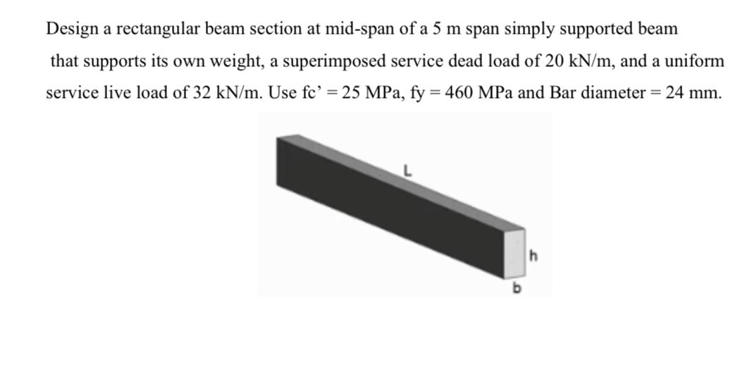 Solved Design a rectangular beam section at mid-span of a 5 | Chegg.com