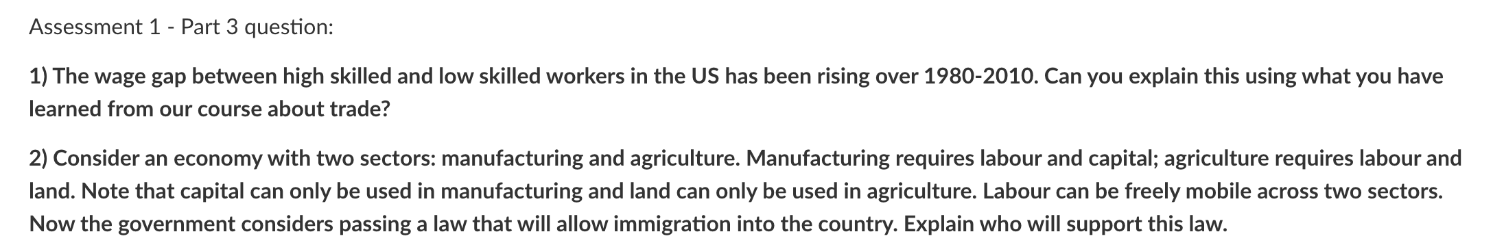 Solved Assessment 1 - Part 3 question: 1) The wage gap | Chegg.com