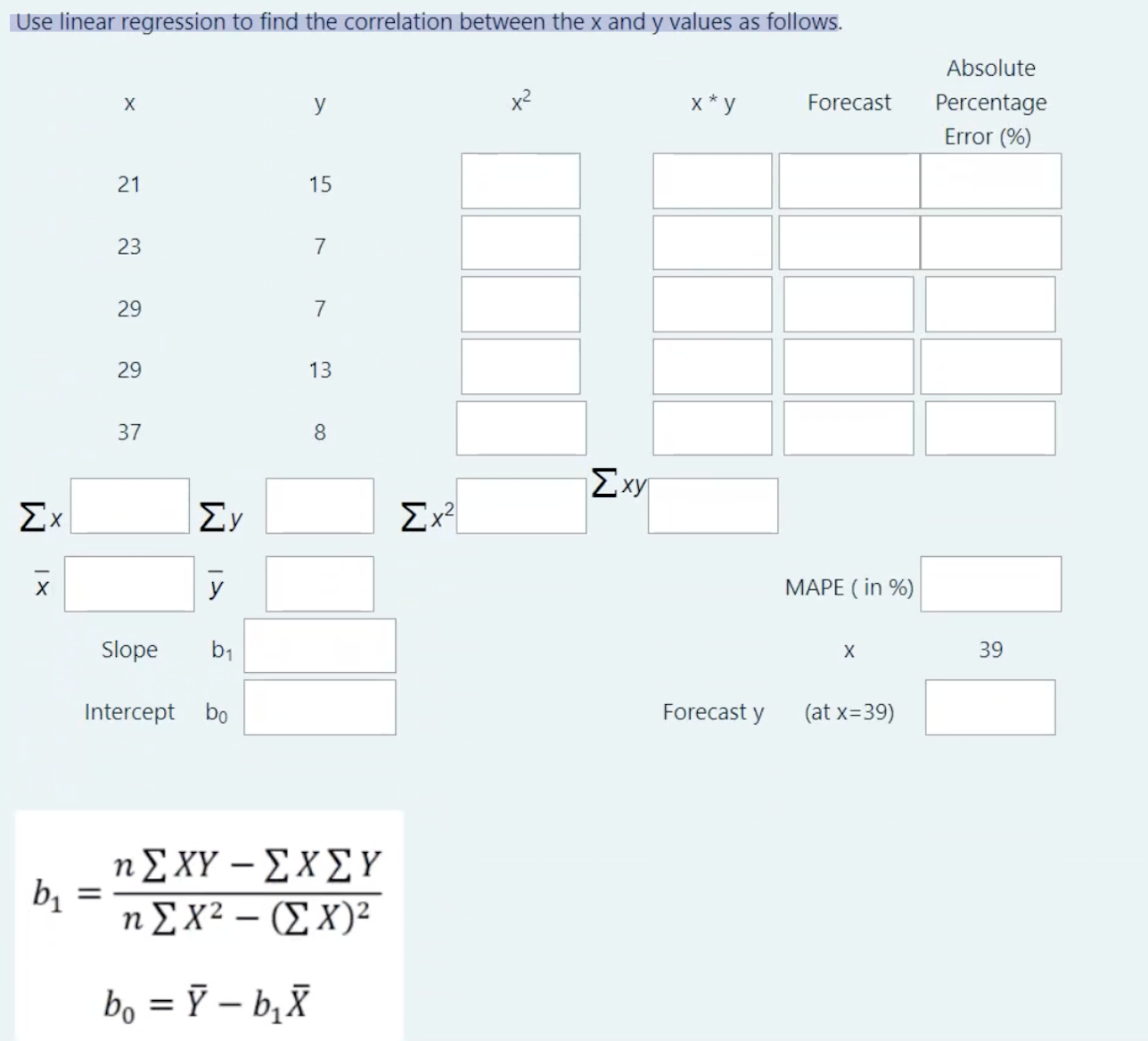 Use linear regression to find the correlation between | Chegg.com