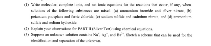 Solved Write molecular, complete ionic, and net ionic | Chegg.com