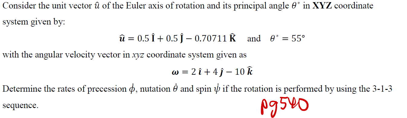 Consider the unit vector u^ of the Euler axis of | Chegg.com