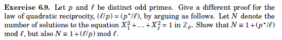 Solved Exercise 6.9. Let p and ℓ be distinct odd primes. | Chegg.com