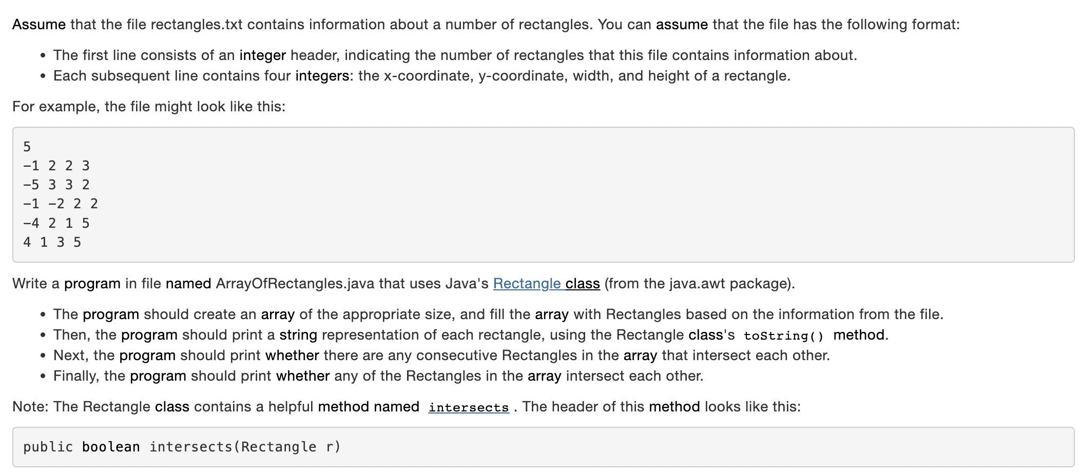 Solved Assume that the file rectangles.txt contains | Chegg.com