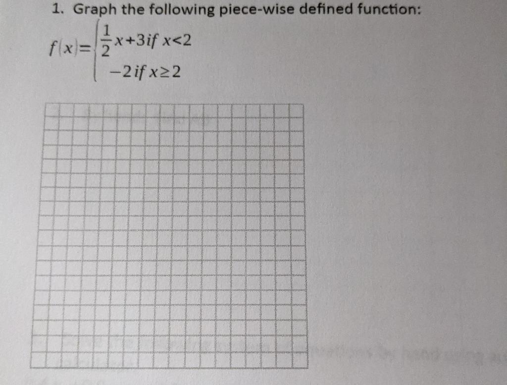 Solved 1. Graph the following piece-wise defined function: | Chegg.com