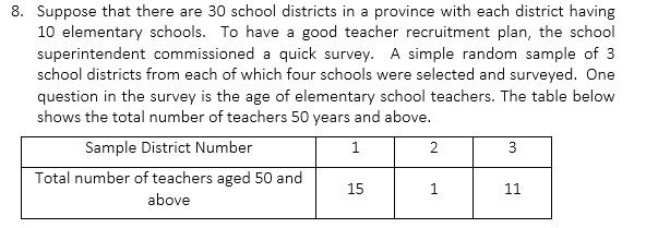 Solved 8. Suppose that there are 30 school districts in a | Chegg.com