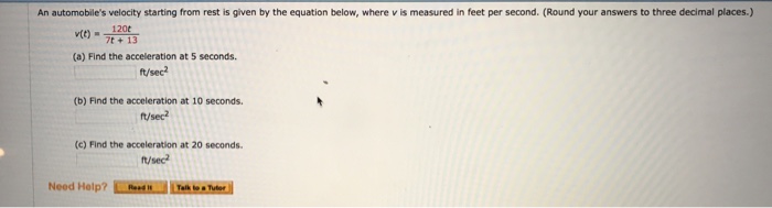 Solved An automobile's velocity starting from rest is given | Chegg.com