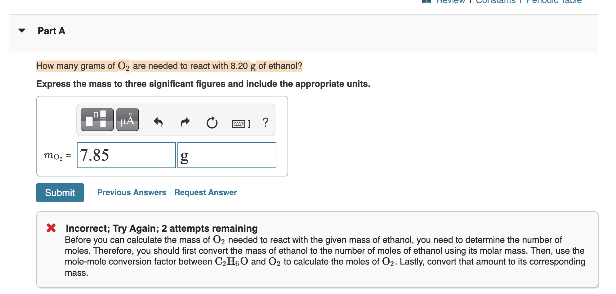 Solved How many grams of O2 are needed to react with 8.20 g | Chegg.com