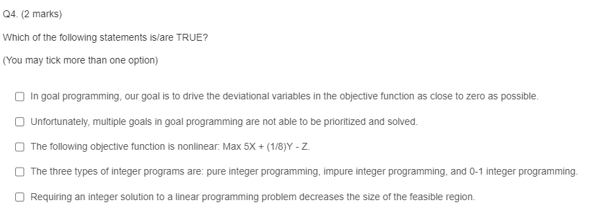 Solved Q4. (2 marks) Which of the following statements | Chegg.com