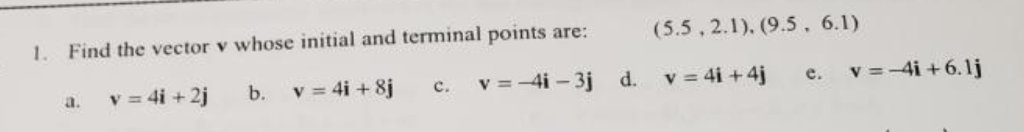 Solved 1. Find the vector v whose initial and terminal | Chegg.com