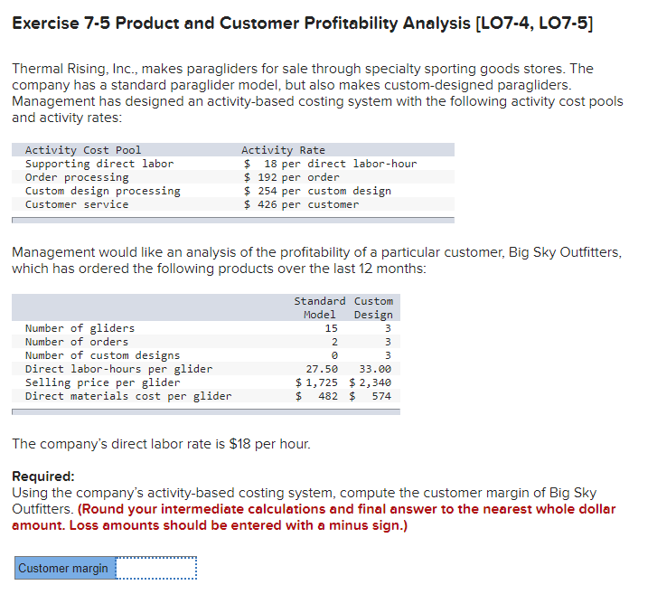 Solved Exercise 7-5 Product and Customer Profitability | Chegg.com