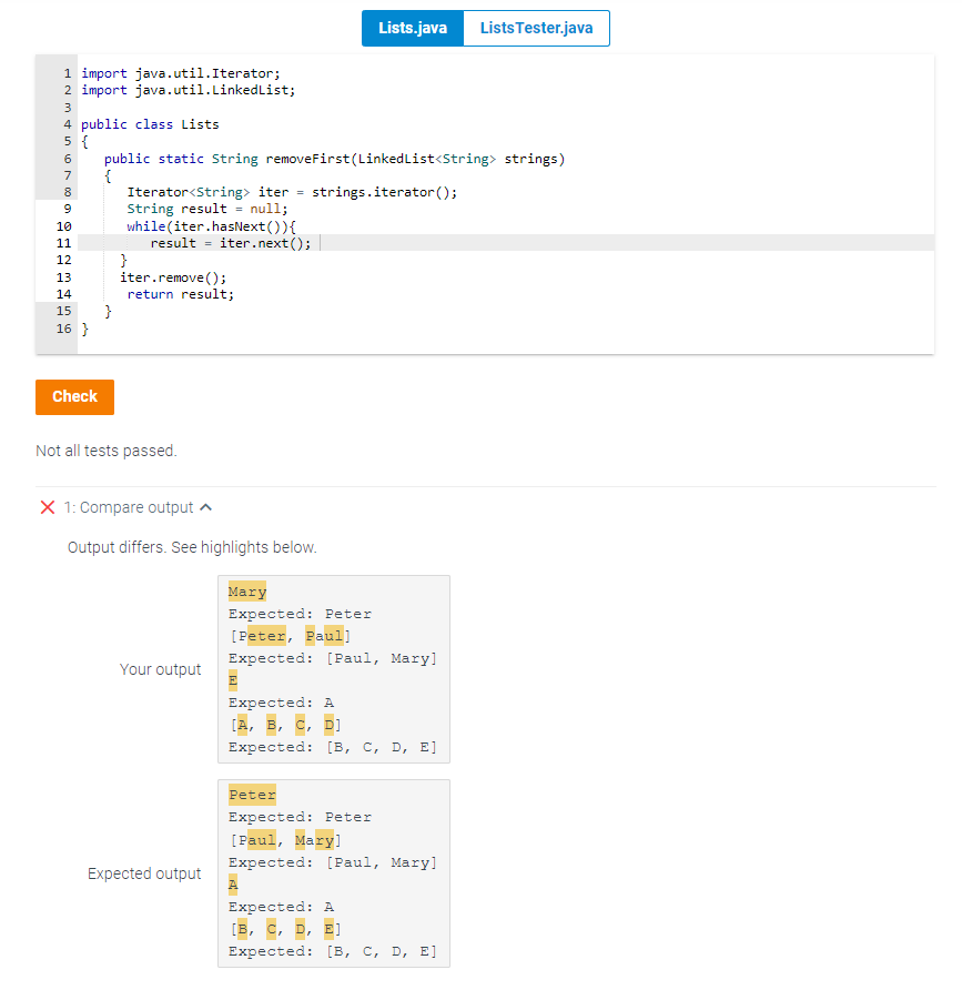 Solved Not all tests passed. × 1: Compare output Output | Chegg.com