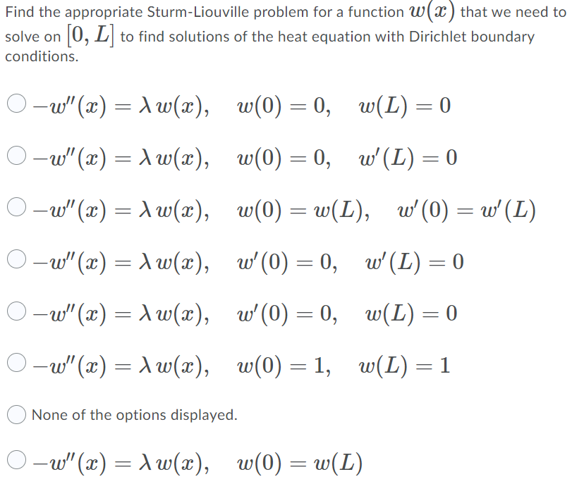 Solved Find the appropriate Sturm-Liouville problem for a | Chegg.com