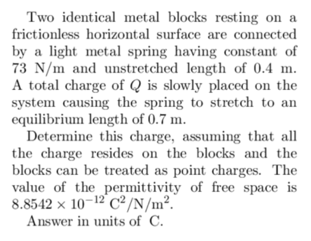 Solved Two identical metal blocks resting on a frictionless | Chegg.com