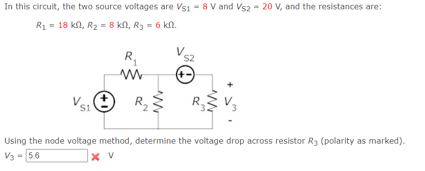 Solved In this circuit, the two source voltages are VS1=8 V | Chegg.com