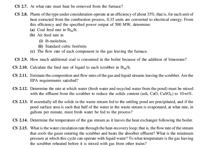 CASE STUDY SO2 Removal from Power- 2 Plant Stack | Chegg.com