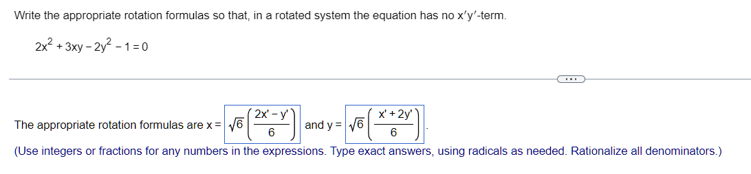 Solved Write the appropriate rotation formulas so that, in a | Chegg.com