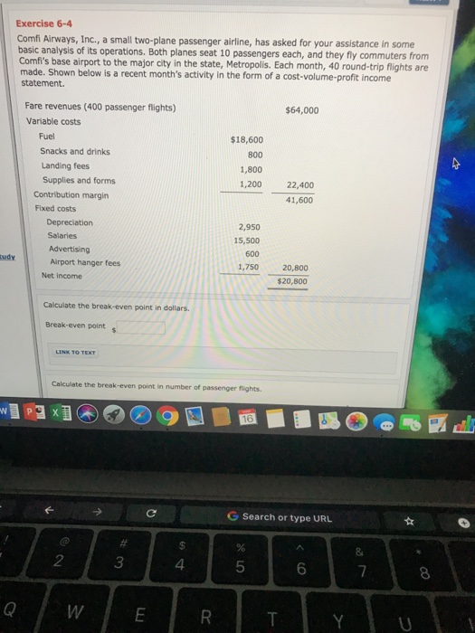 Solved Exercise 6-4 Comfi Airways, Inc., a small two-plane | Chegg.com