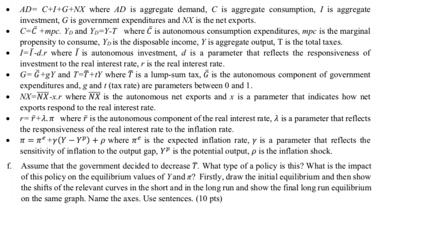 AD= C+I+G+NX where AD is aggregate demand, C is | Chegg.com