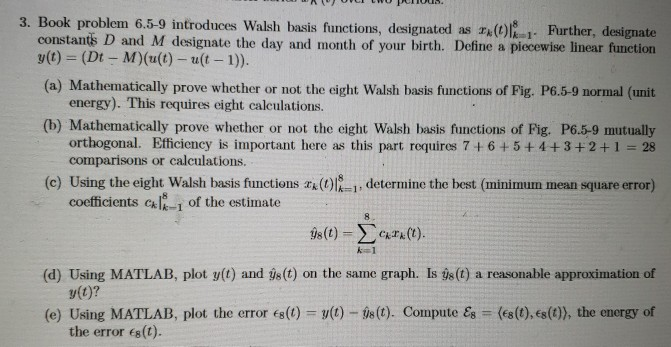 3. Book problem 6.5-9 introduces Walsh basis | Chegg.com