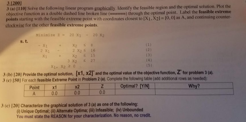 Solved 3 [2001 3 (a) [110] Solve the following linear | Chegg.com