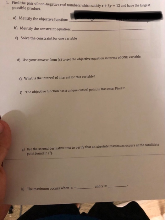Solved 1. Find the pair of non-negative real numbers which | Chegg.com