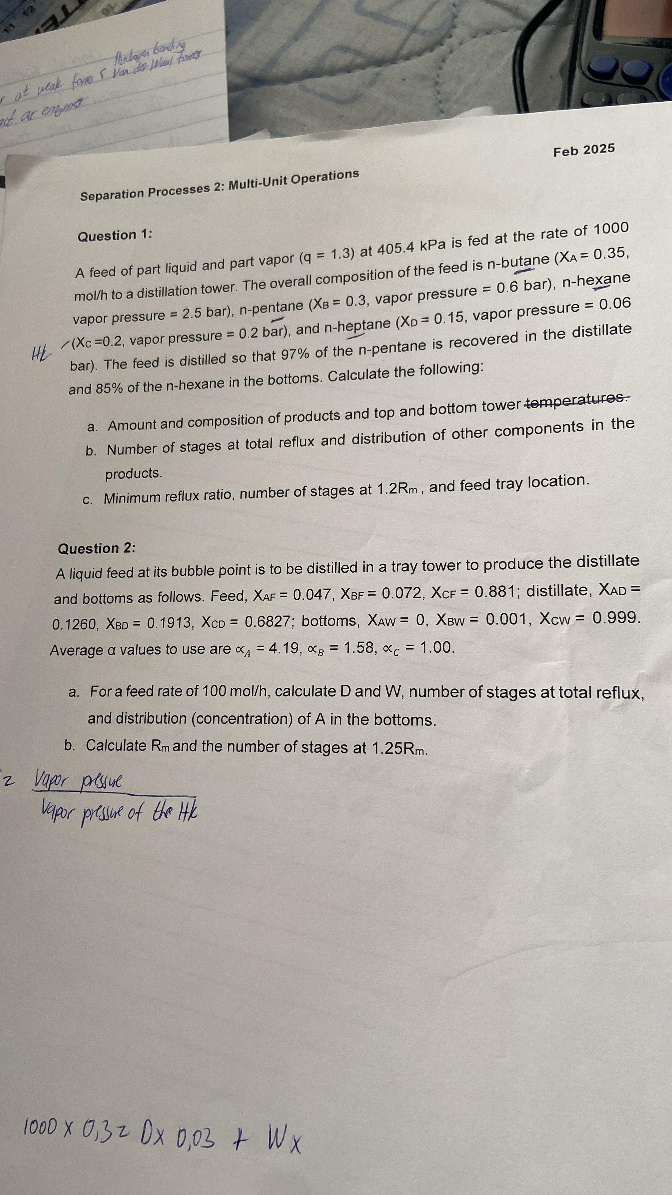 Separation Processes 2: Multi-Unit OperationsA feed | Chegg.com