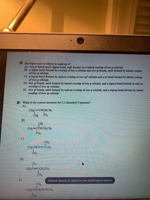 Solved 2f. The triple bond in ethyne is made up of A) two pi | Chegg.com