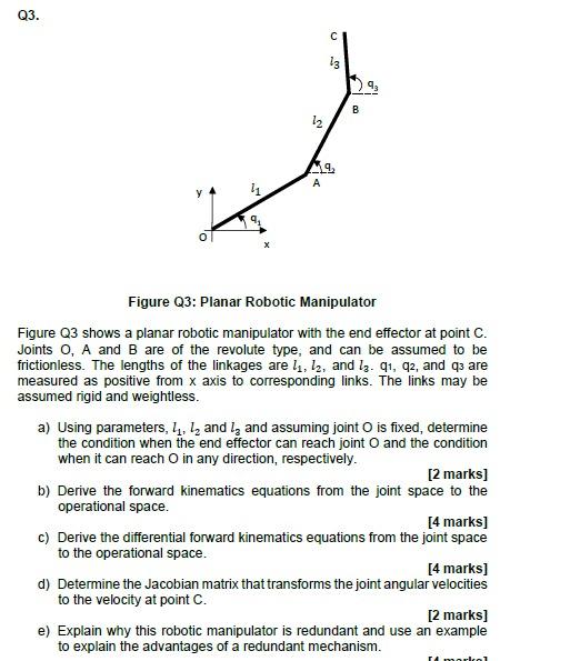 Solved Q3. с 13 B А 11 4, Figure Q3: Planar Robotic | Chegg.com