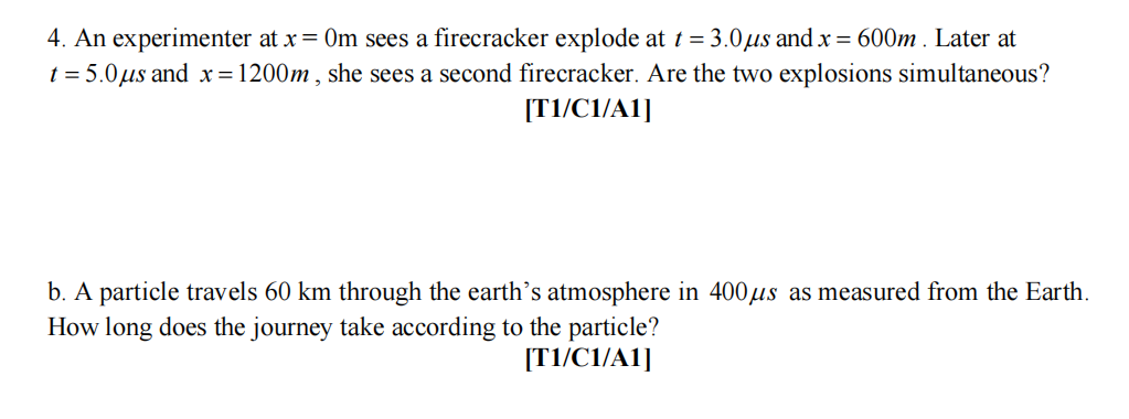 Solved An ﻿experimenter at x=0m ﻿sees a firecracker explode | Chegg.com