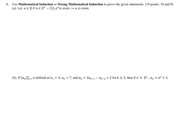 Solved Use Mathematical Induction or Strong Mathematical | Chegg.com