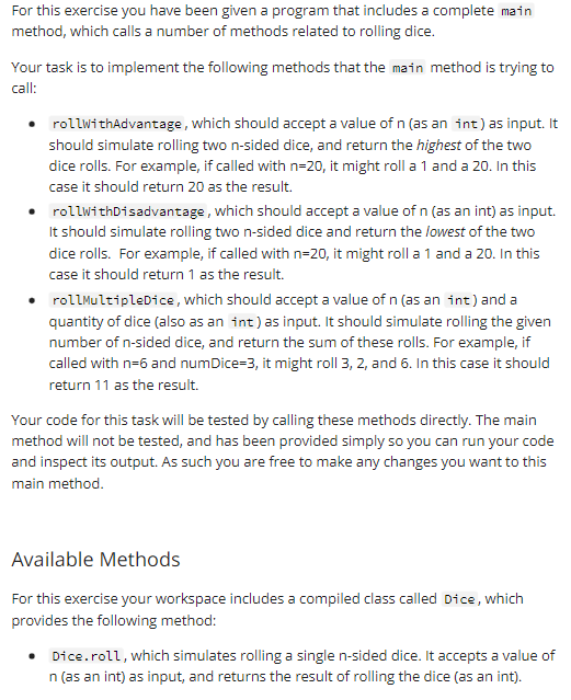 Solved //Implement roleWithAdvantage //Implement | Chegg.com