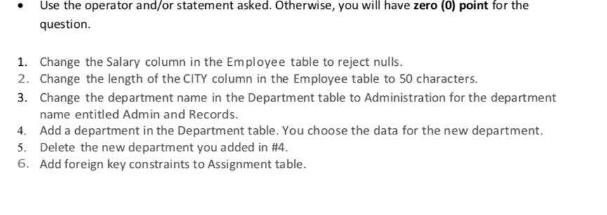 Solved Use the operator and/or statement asked. Otherwise, | Chegg.com