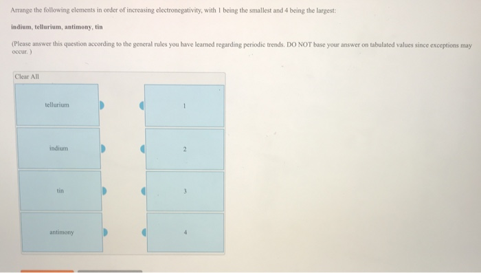 Solved Arrange the following elements in order of increasing | Chegg.com