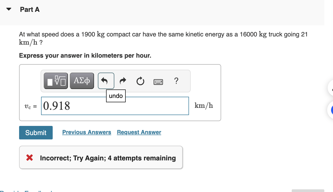 Solved At what speed does a 1900 kg compact car have the | Chegg.com