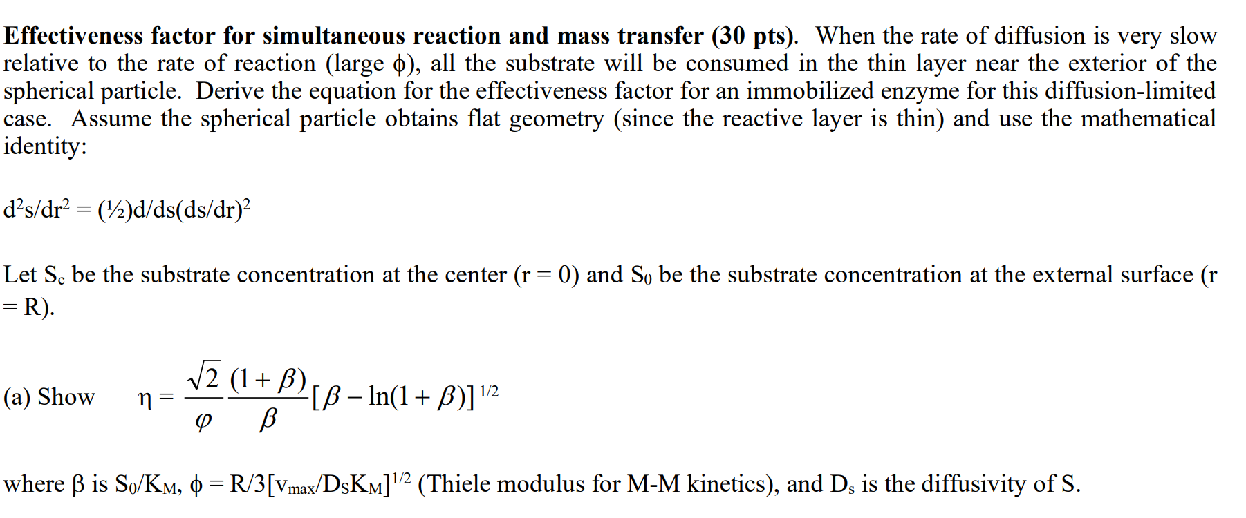 Solved Effectiveness factor for simultaneous reaction and | Chegg.com