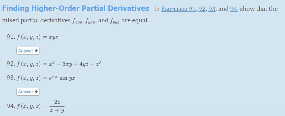 Solved Finding Higher-Order Partial Derivatives In Exercises | Chegg.com