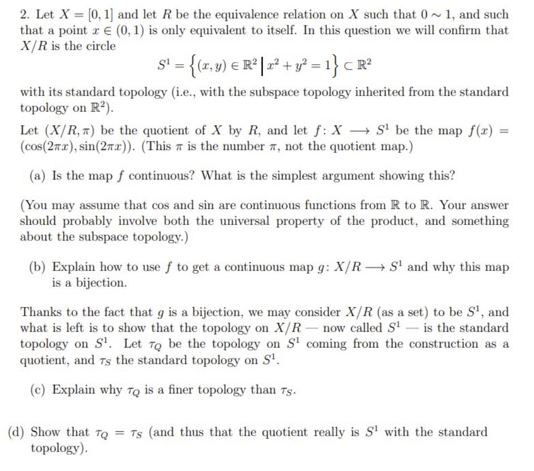 Solved Let x=[0,1] ﻿and let R be ﻿the equivalence relation | Chegg.com