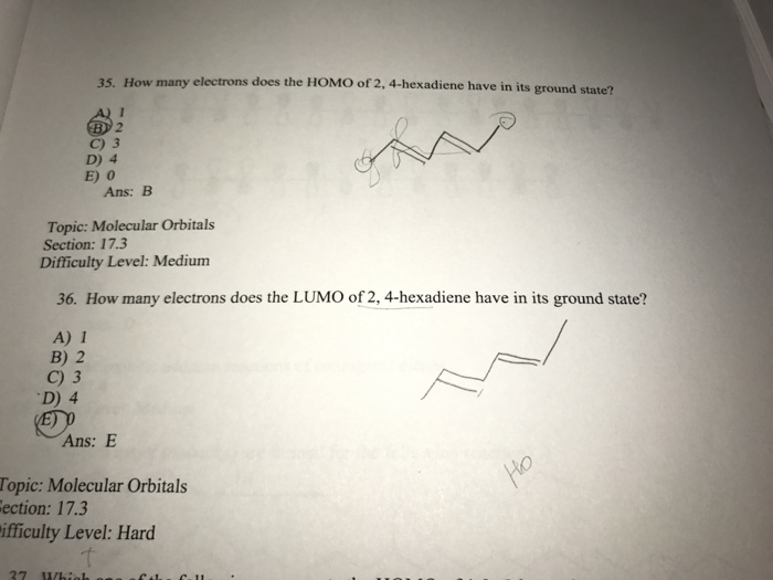 Solved How many electrons does the HOMO of 2, 4-hexadiene | Chegg.com