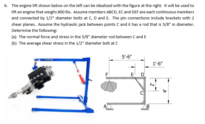 Solved The engine lift shown below on the left can be | Chegg.com
