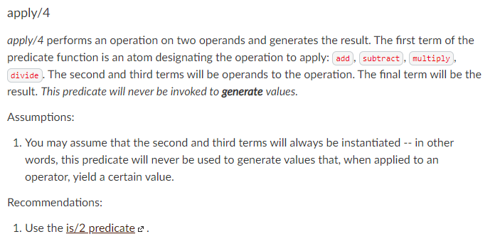 Solved apply/4 apply/4 performs an operation on two operands | Chegg.com