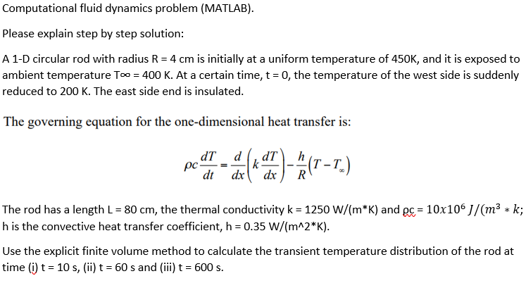 Solved Computational fluid dynamics problem (MATLAB). Please | Chegg.com