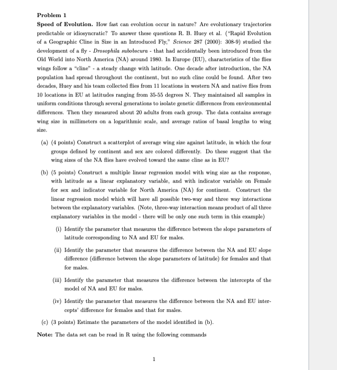 Solved Note: The data set can be read in R using the | Chegg.com
