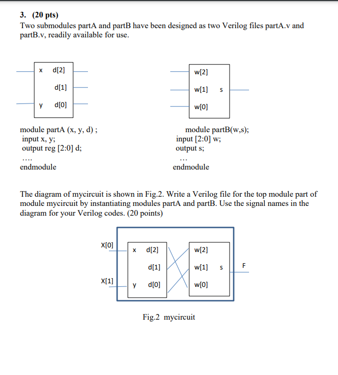 Solved 3. (20 pts) Two submodules partA and partB have been | Chegg.com