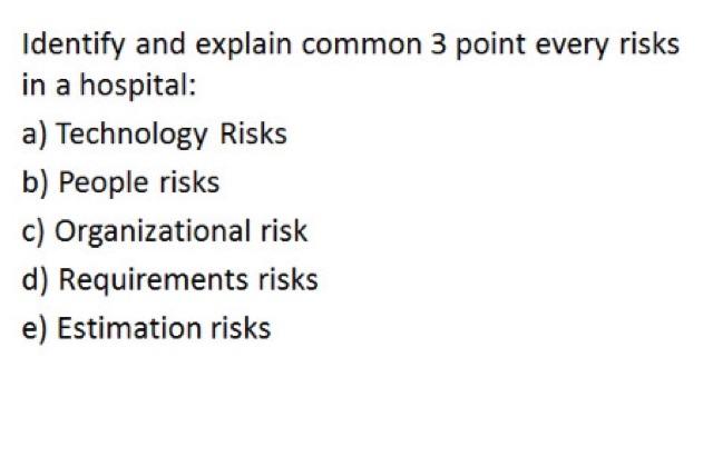 Solved Identify and explain common 3 point every risks in a | Chegg.com