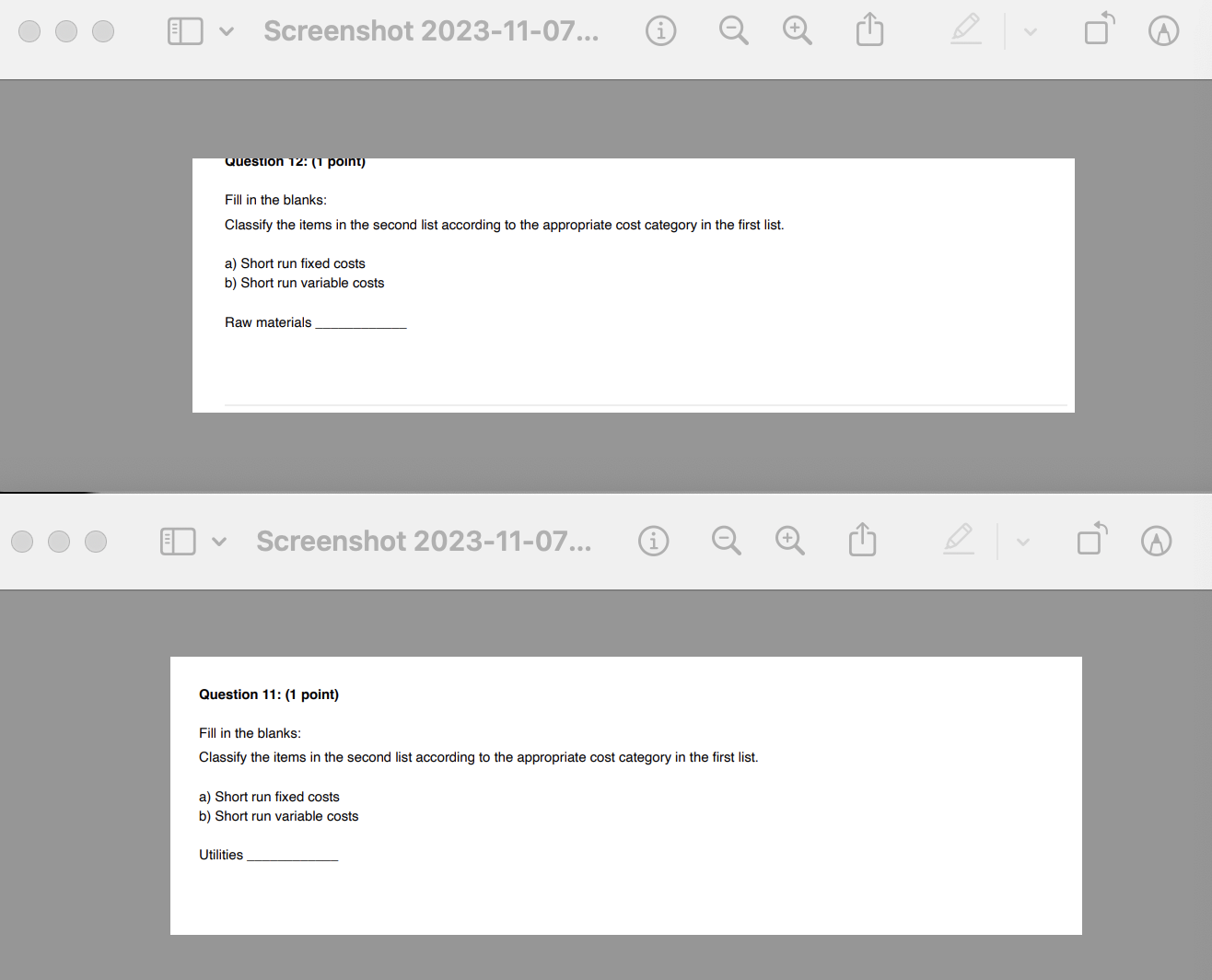 Solved Fill in the blanks: Classify the items in the second | Chegg.com