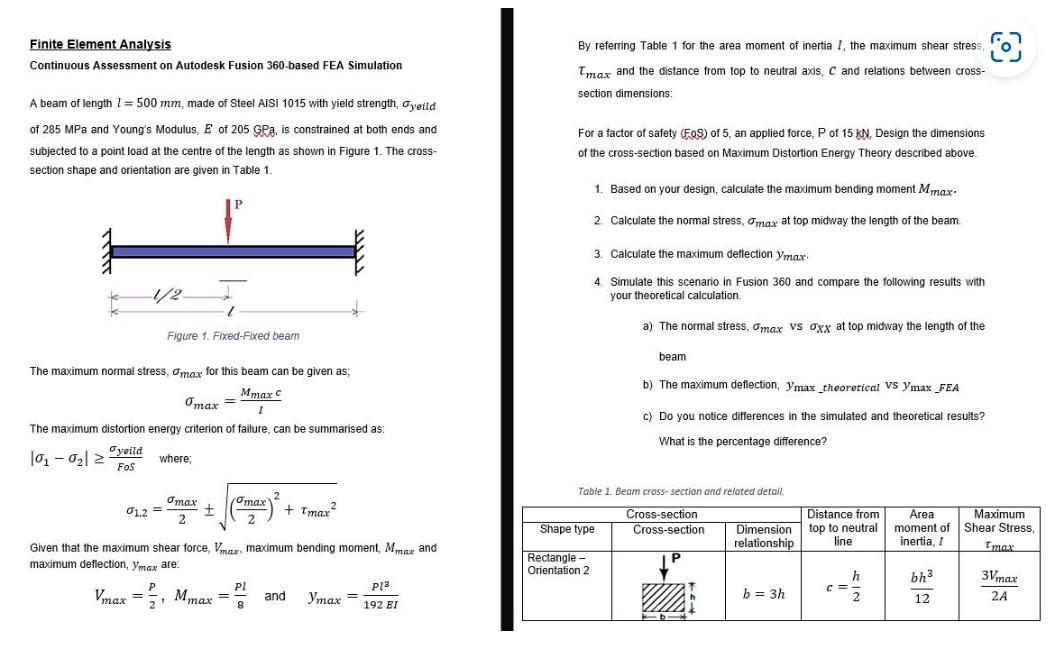 Solved Finite Element Analysis By referring Table 1 for the | Chegg.com