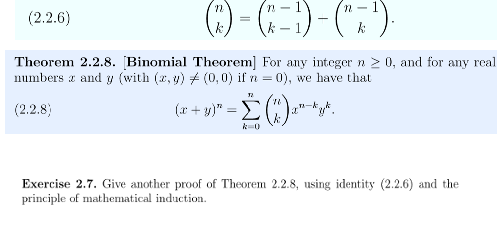Solved n n - (2.2.6) = + ("x"). Theorem 2.2.8. [Binomial | Chegg.com