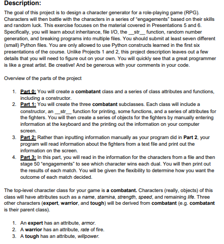 Description: The goal of this project is to design a | Chegg.com