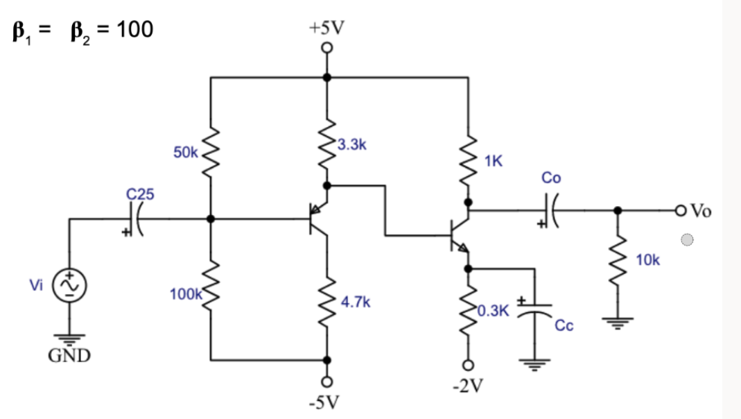 Solved For the following multi-stage amplifier with BJT, | Chegg.com