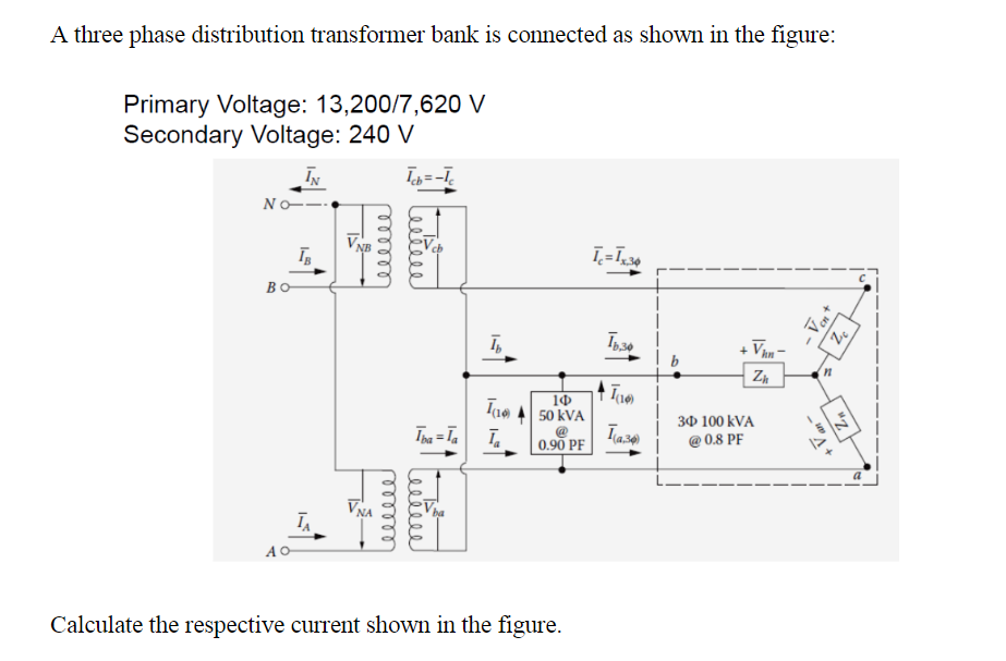 Solved A three phase distribution transformer bank is | Chegg.com